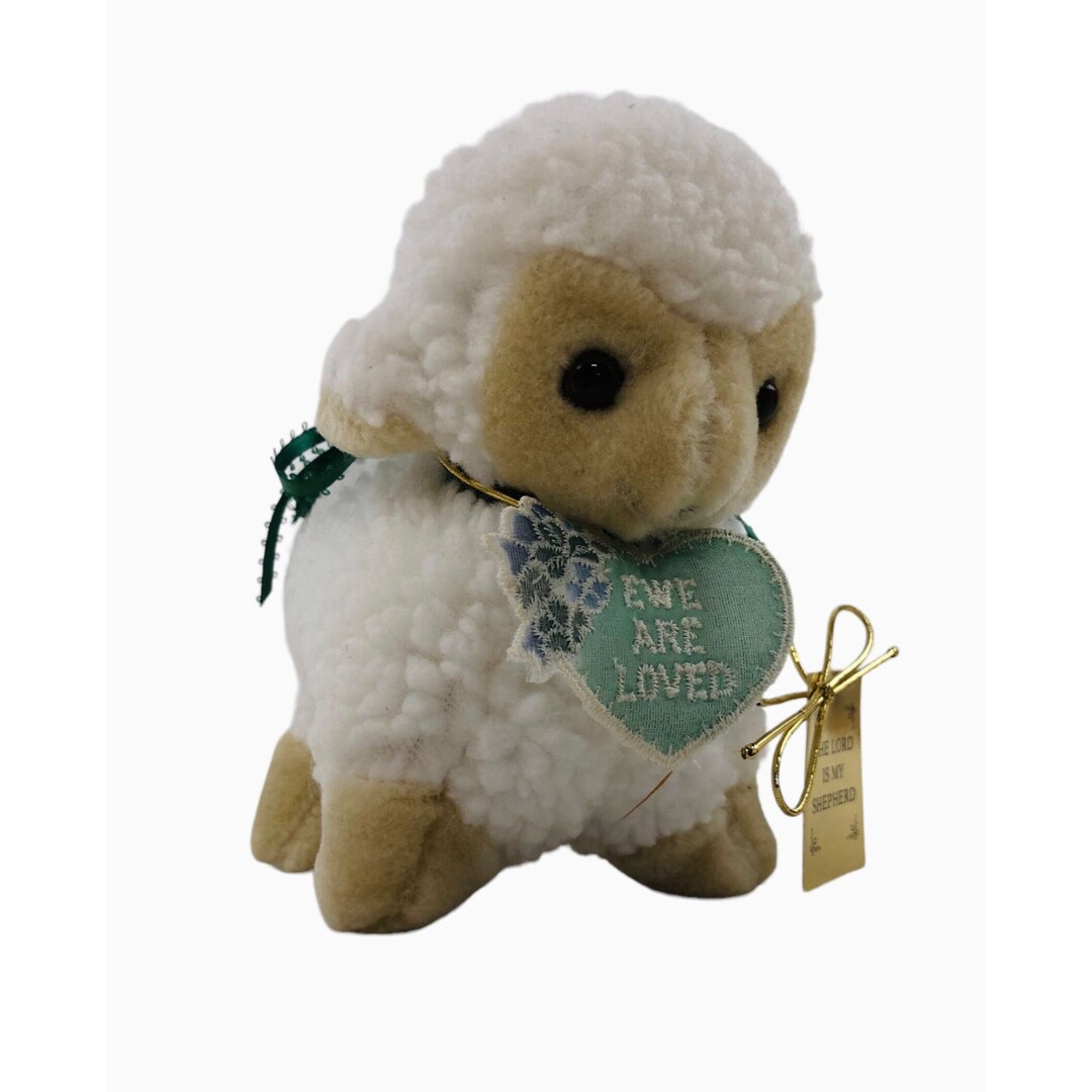 Lamb Plush Heart Tag Ewe Are Loved Stuffed Animal Green Bow Sherpa ...