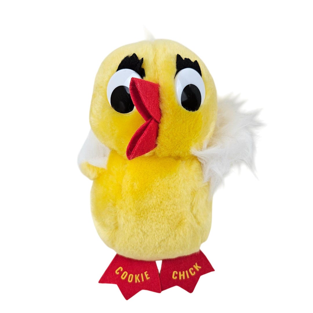 Vintage Carvel Cookie Chick Plush Toy Yellow White Red Stuffed Animal ...