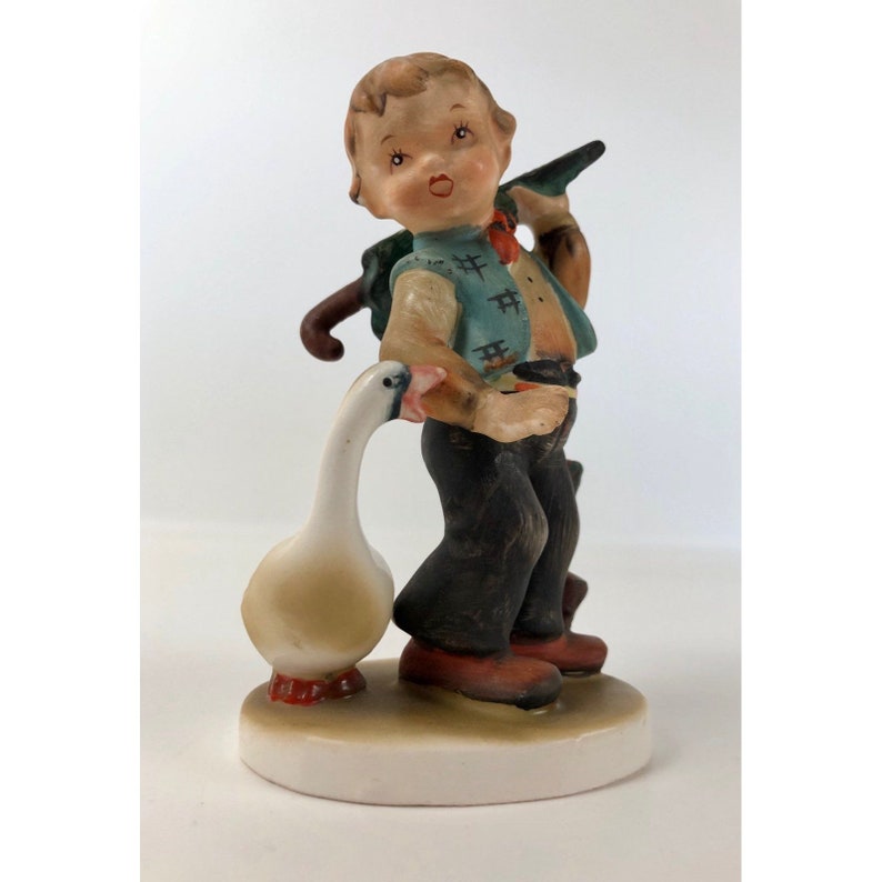 Geo Z Lefton Go Home Figurine Porcelain Boy Umbrella Duck Goose 1110 ...