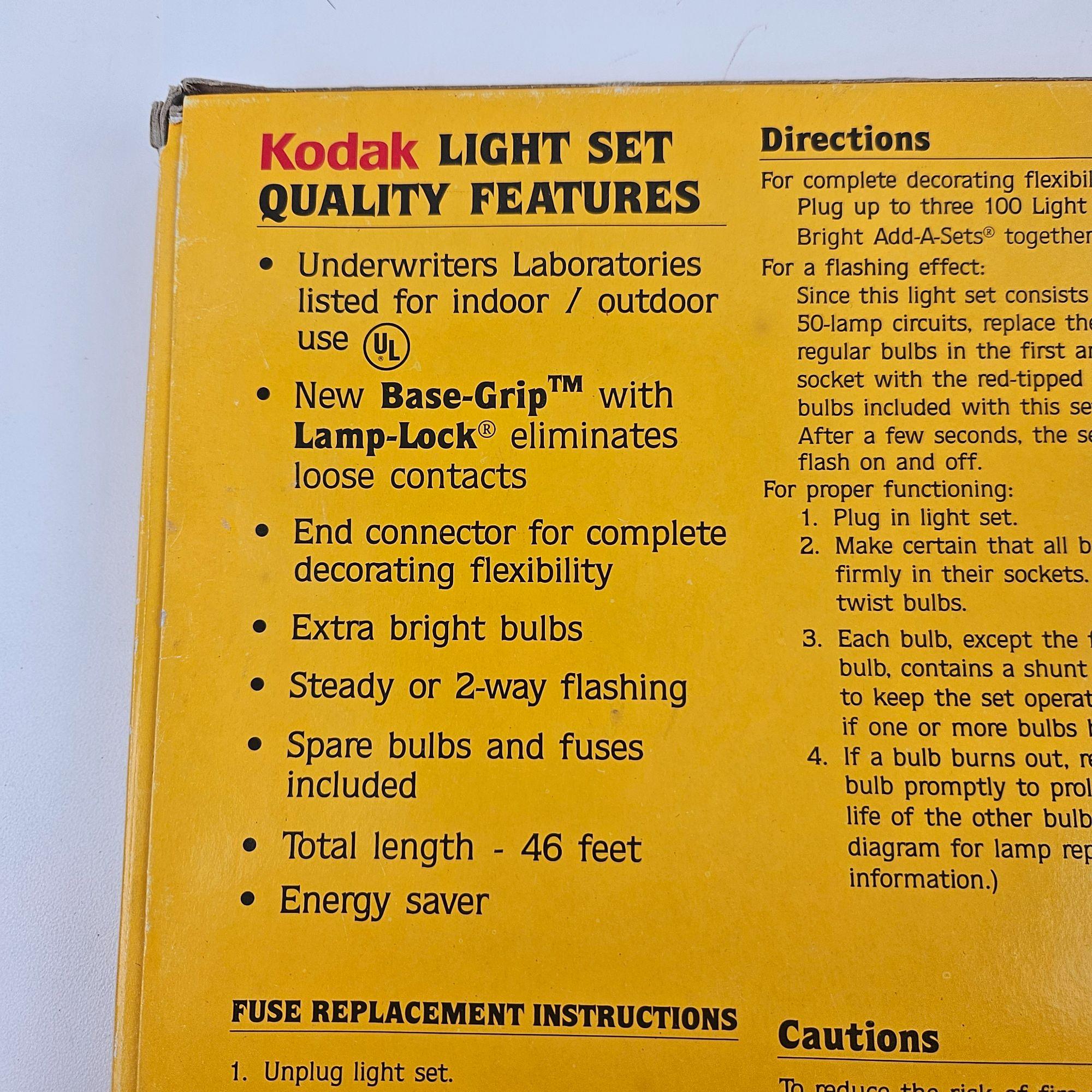 Kodak Color of Christmas 100 Strings Light Extra Bright Indoor Outdoor ...