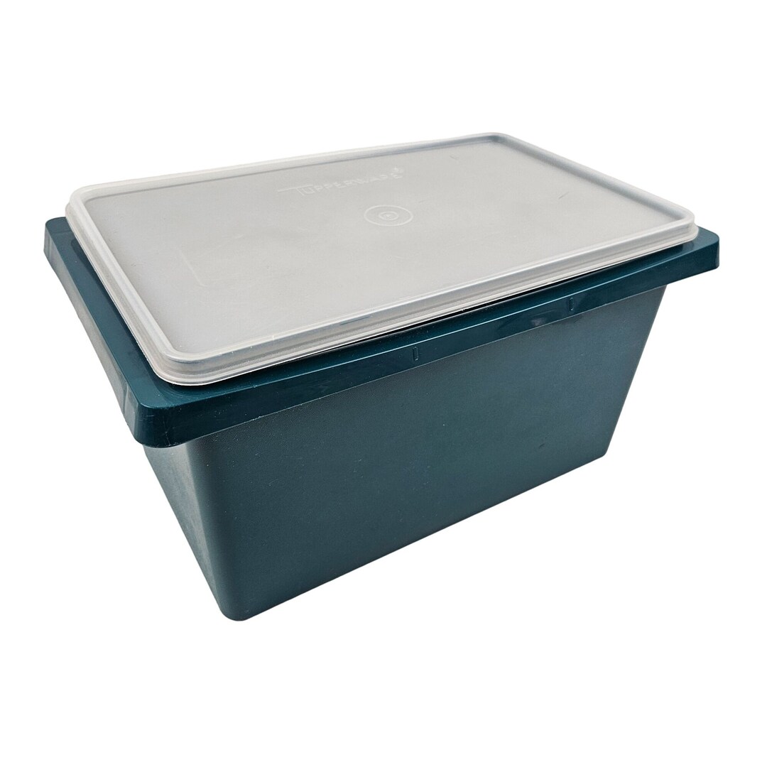 Tupperware Carry All Rectangle Storage Container 1431 Hunter Green Lid ...