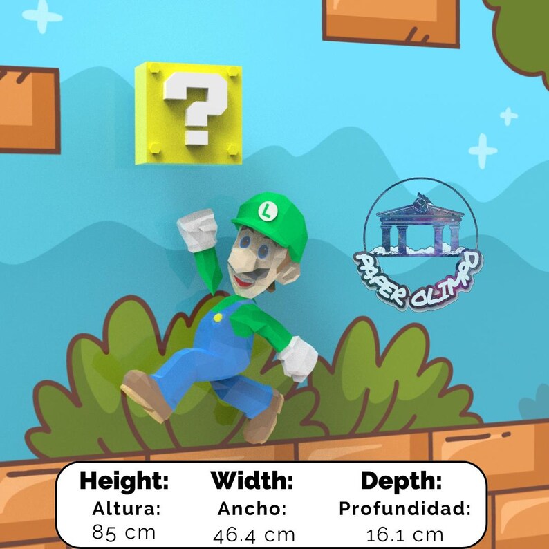 Luigi: Papercraft Design, PDF Template, DIY 3D Model, Fanart, Paper ...