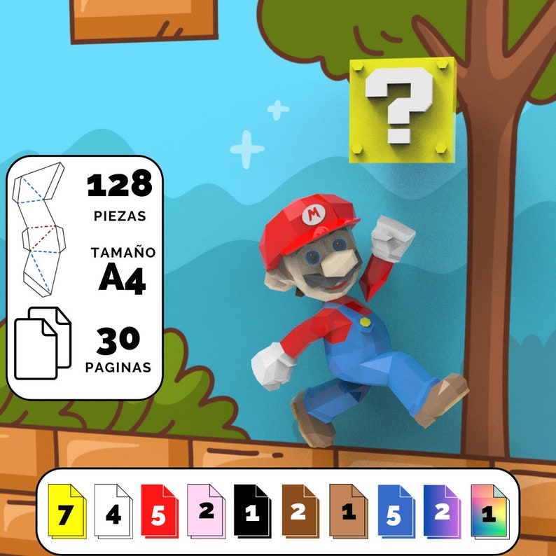 Mario Bros: Papercraft Design, PDF Template, DIY 3D Model, Fanart ...