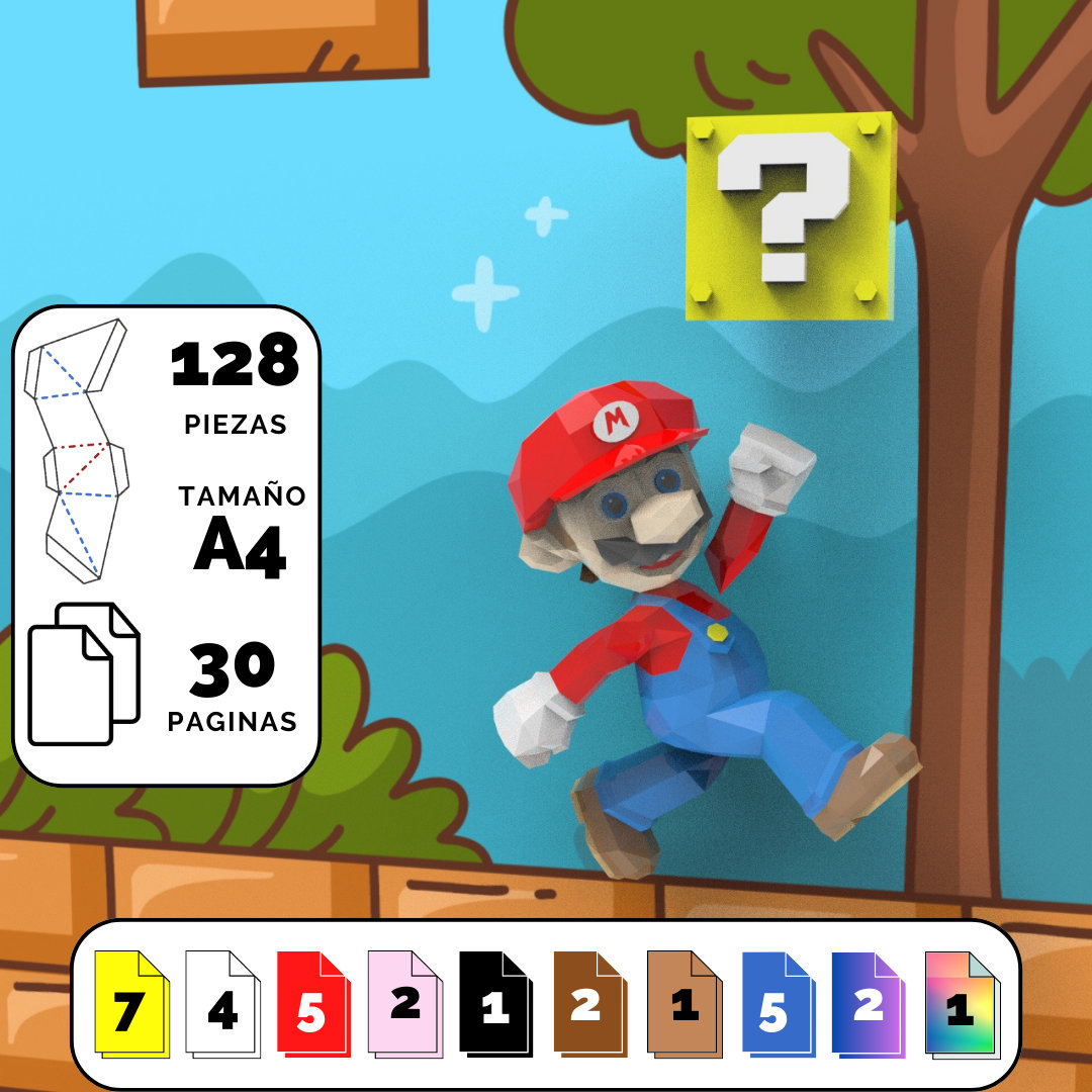 Mario Bros: Papercraft Design, PDF Template, DIY 3D Model, Fanart ...