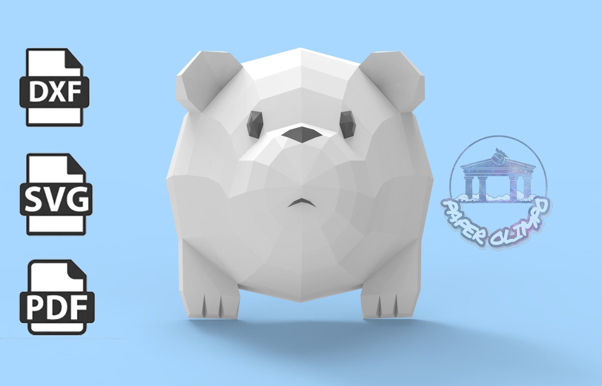 Polar Bear: Papercraft Design, PDF Template, DIY 3D Model, Fanart ...