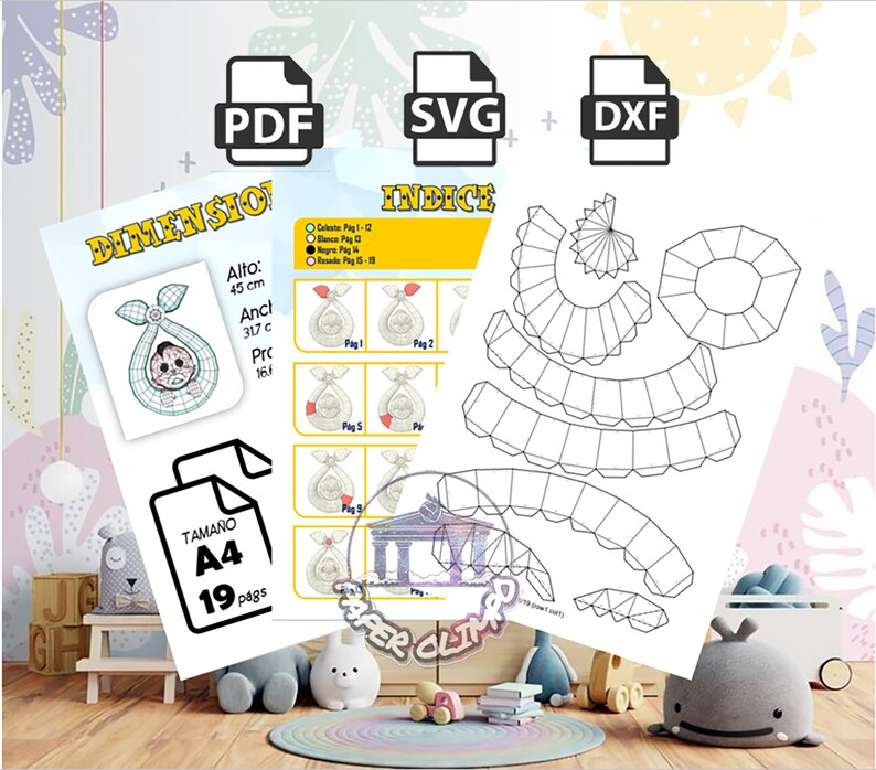 Baby Gift: Papercraft Design, PDF Template, DIY 3D Model, Fanart, Paper ...
