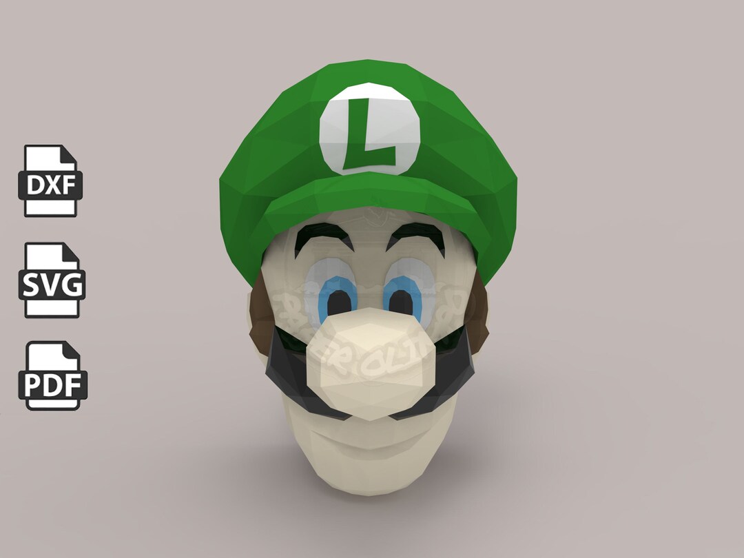 Luigi Papercraft Design Pdf Template Diy 3d Model Fanart Paper Sculpture Low Poly