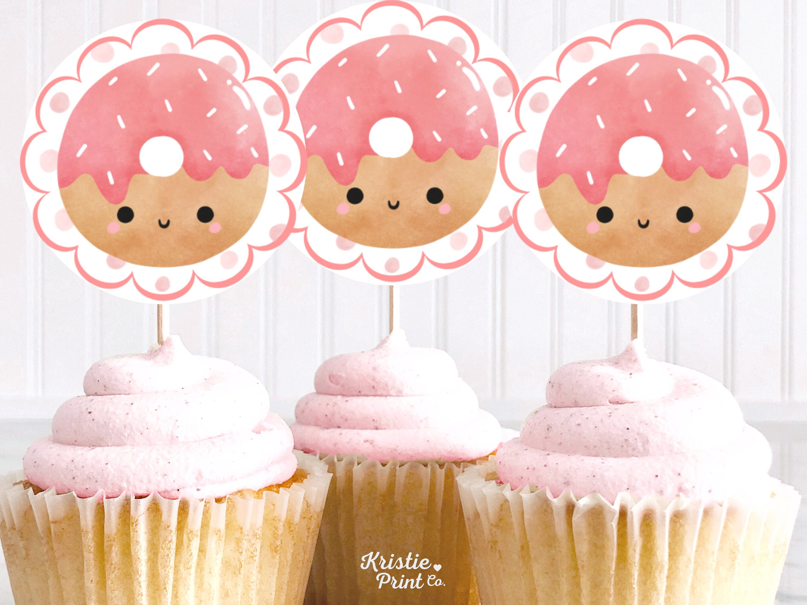 Kawaii Donut Cupcake Toppers Table Centerpiece Birthday Party ...