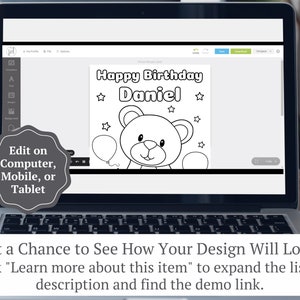 Bear Theme Birthday Activity Sheet, Teddy Bear Coloring Page, Birthday ...