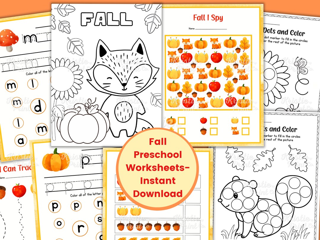 Fall Preschool Worksheets Preschool Activities Autumn Preschool Bundle ...