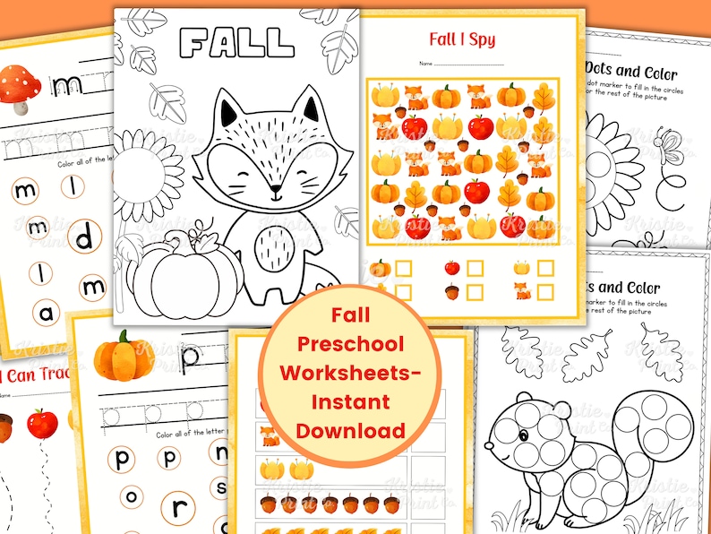 Fall Preschool Worksheets Preschool Activities Autumn Preschool Bundle ...