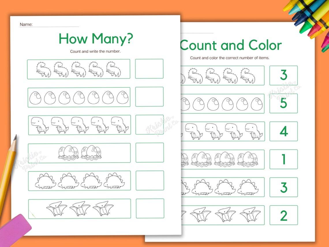 Counting Worksheets Kindergarten Math Worksheets Preschool - Etsy