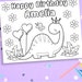 Dinosaur Birthday Coloring Sheet for Girls Dinosaur Party Cute Coloring ...
