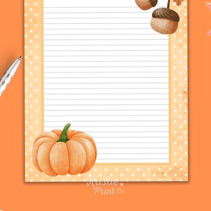 Fall Lined Paper, Fall Stationery Set, Digital Stationery, Autumn ...