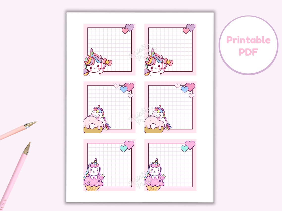 Printable Memo Pad Kawaii Stationary Unicorn Memo Pad - Etsy