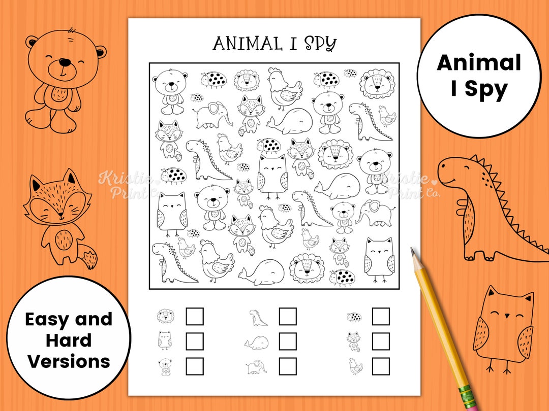 I Spy Animals, I Spy Worksheet, Printable Activity Sheet, I Spy ...