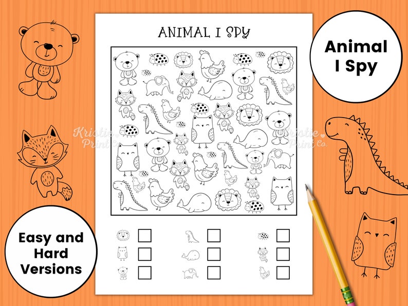 I Spy Animals, I Spy Worksheet, Printable Activity Sheet, I Spy ...
