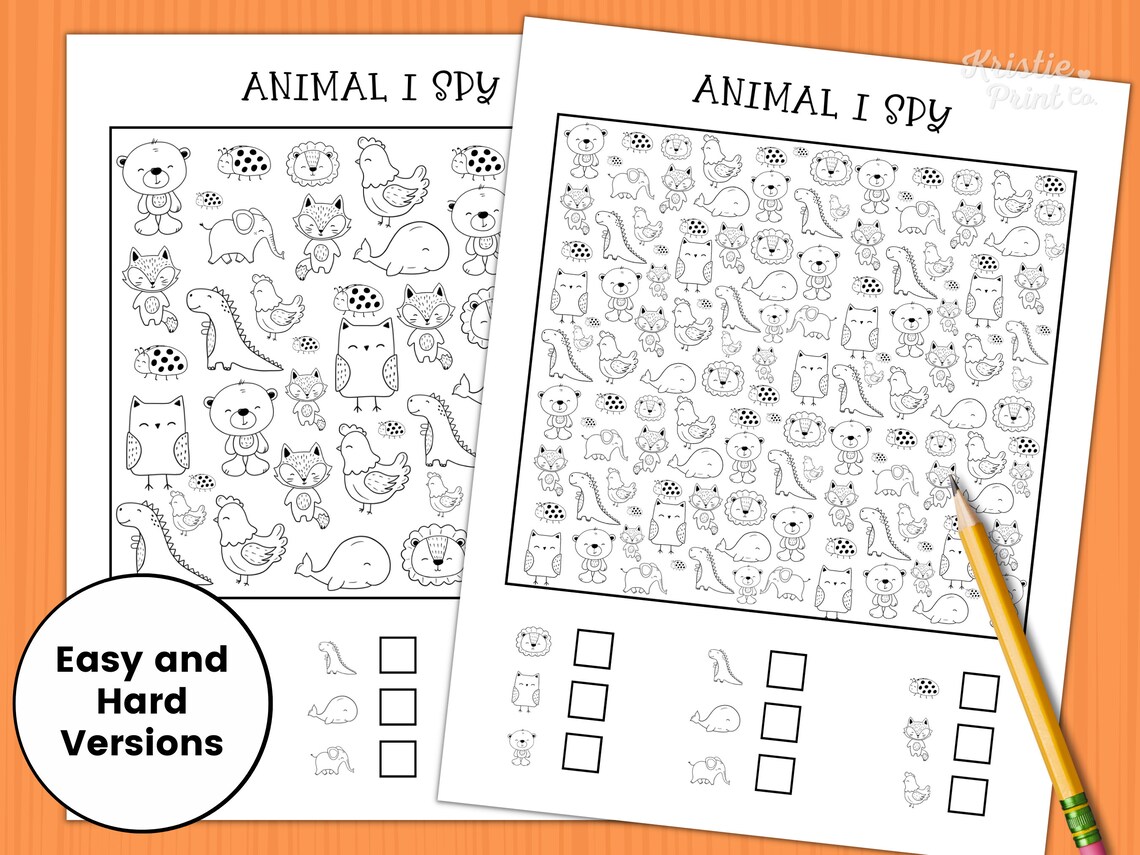 I Spy Animals, I Spy Worksheet, Printable Activity Sheet, I Spy ...