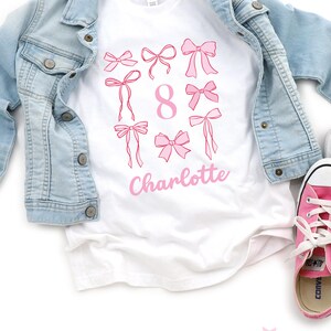 Bow Birthday Shirt Girls Personalized Shirt Coquette Birthday T-shirt ...