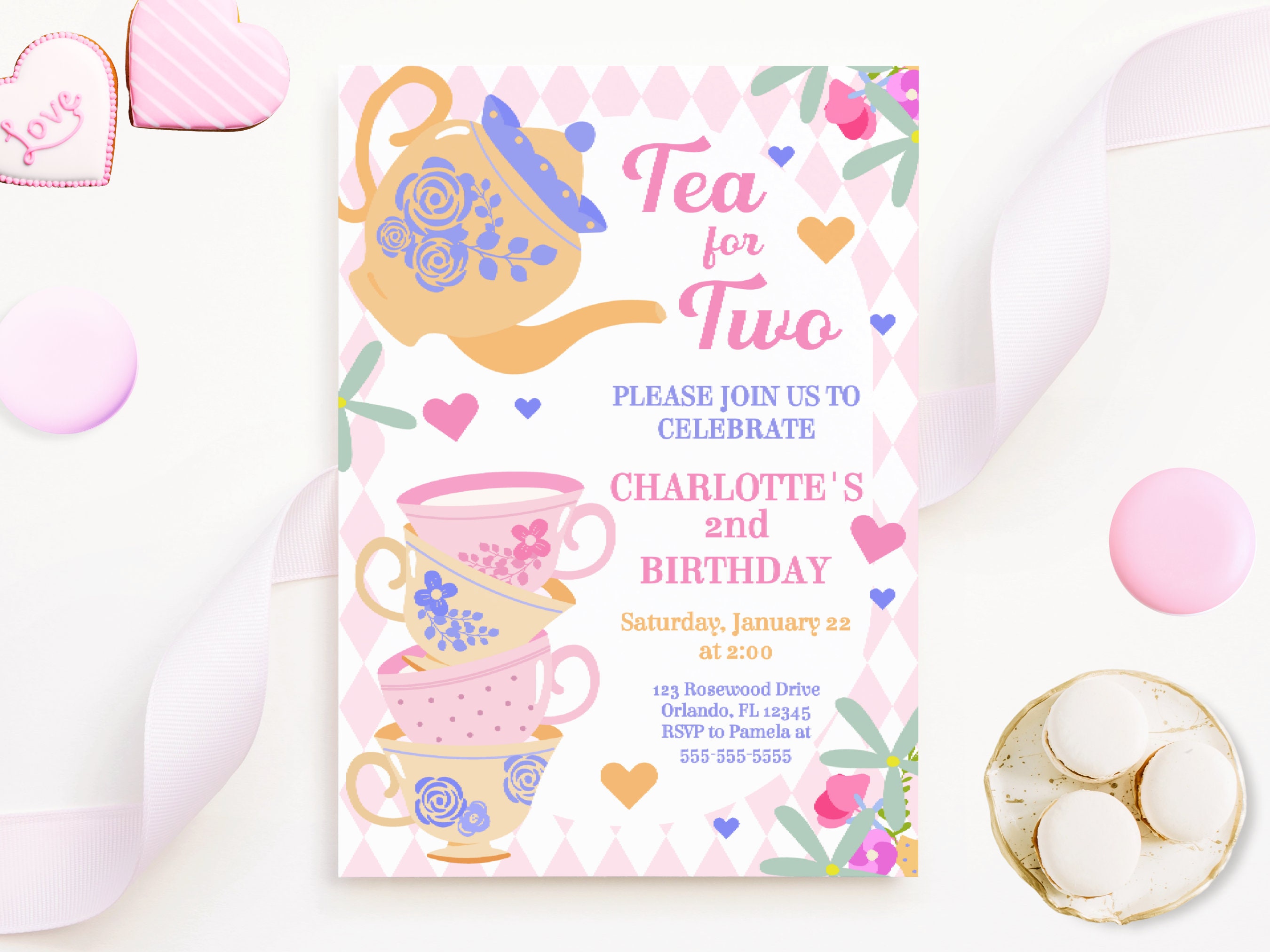 Editable Tea for Two Birthday Invitation Template Birthday Invitation ...