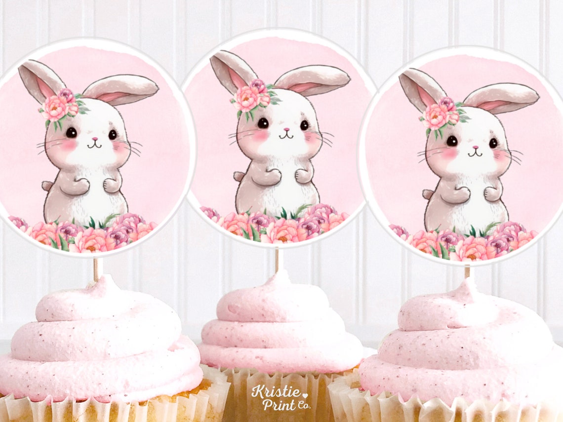 Bunny Cupcake Toppers Bunny Birthday Bunny Easter Decor Bunny Party ...