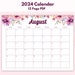 Floral Monthly Calendar 2024 Printable Flower Calendar 2024 Calendar ...