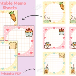 Printable Memo Sheets, Digital Download, Kawaii Stationary, Kawaii Memo ...