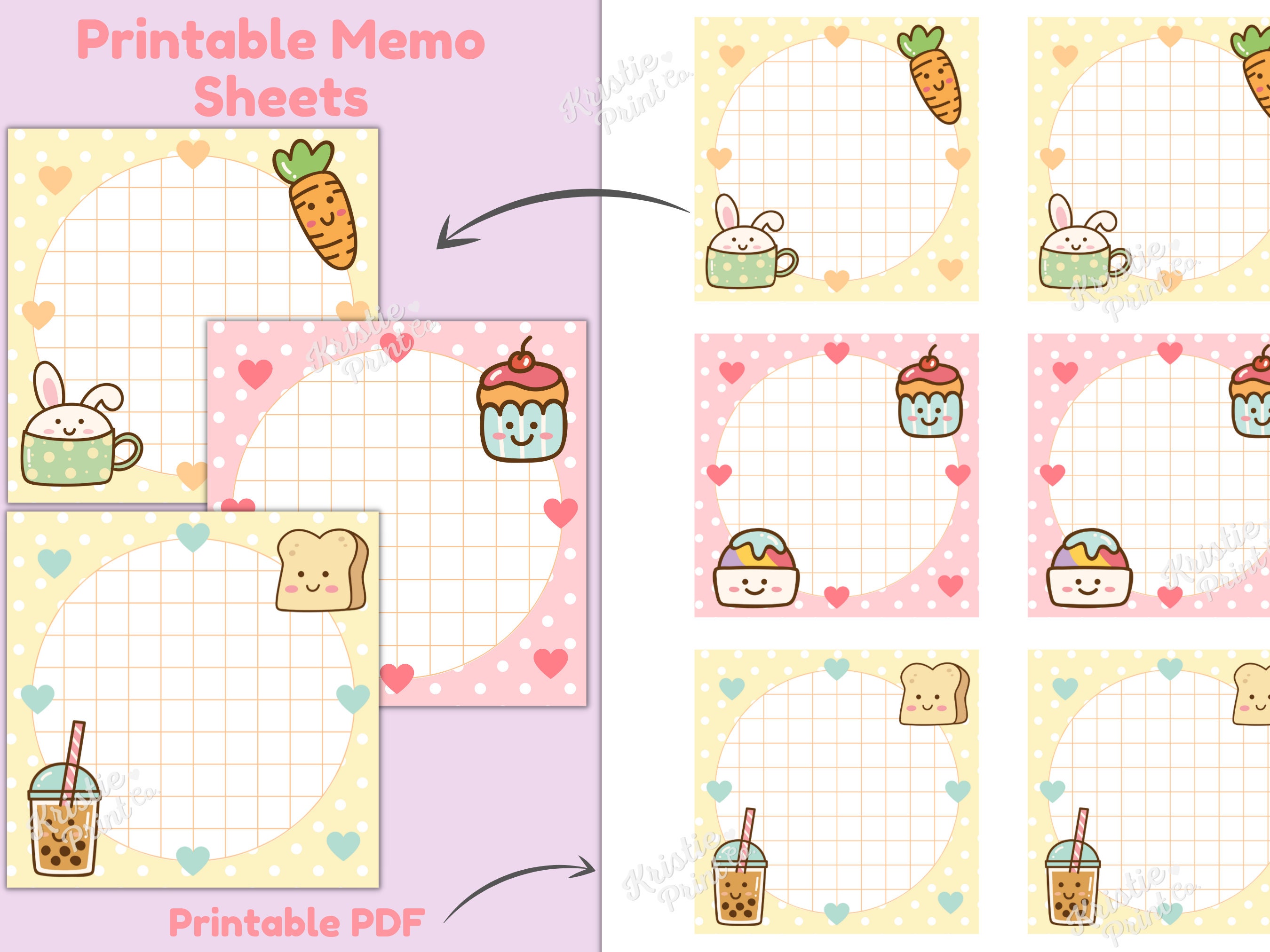 Printable Memo Sheets Digital Download Kawaii Stationary - Etsy