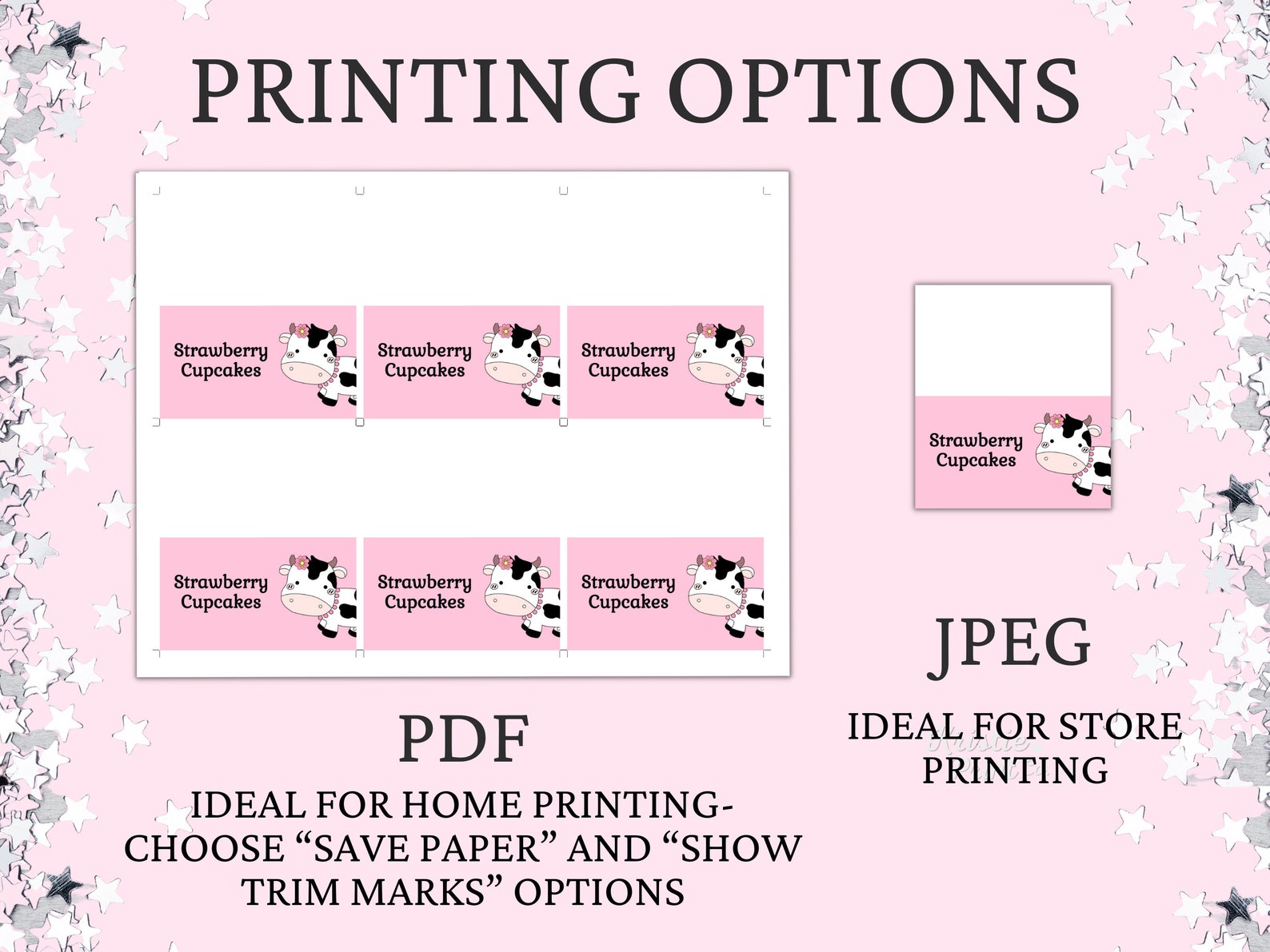 Editable Pink Cow Birthday Food Labels Printables Buffet Card Template ...