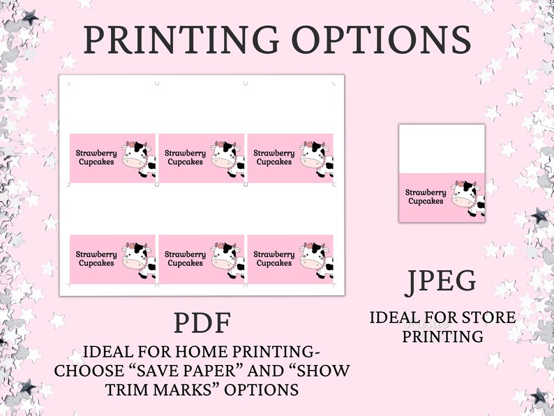 Editable Pink Cow Birthday Food Labels Printables Buffet Card Template ...