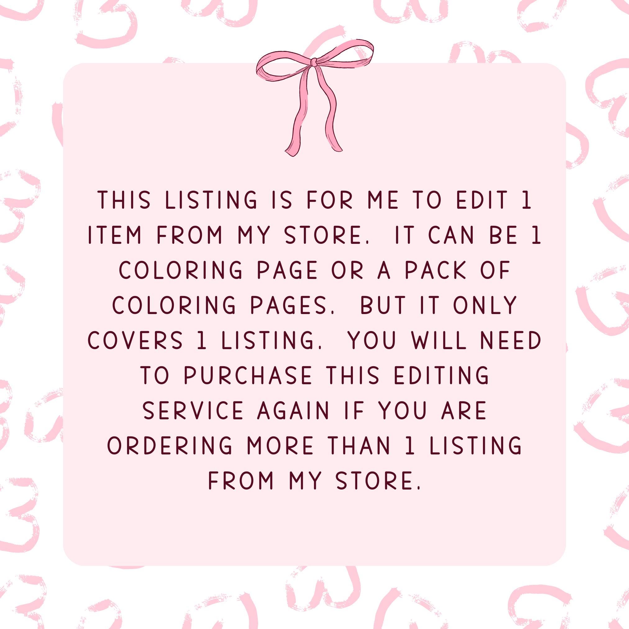ADD ON - Edit My Coloring Page Template for Me, Personalization Service ...