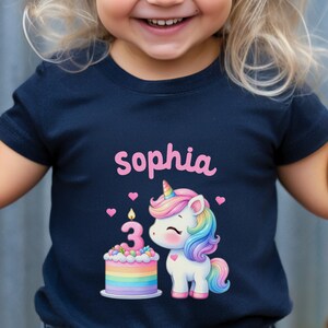 Unicorn 3rd Birthday Shirt 3 Year Old Girl Birthday Shirt Unicorn Party Shirt Personalized ...