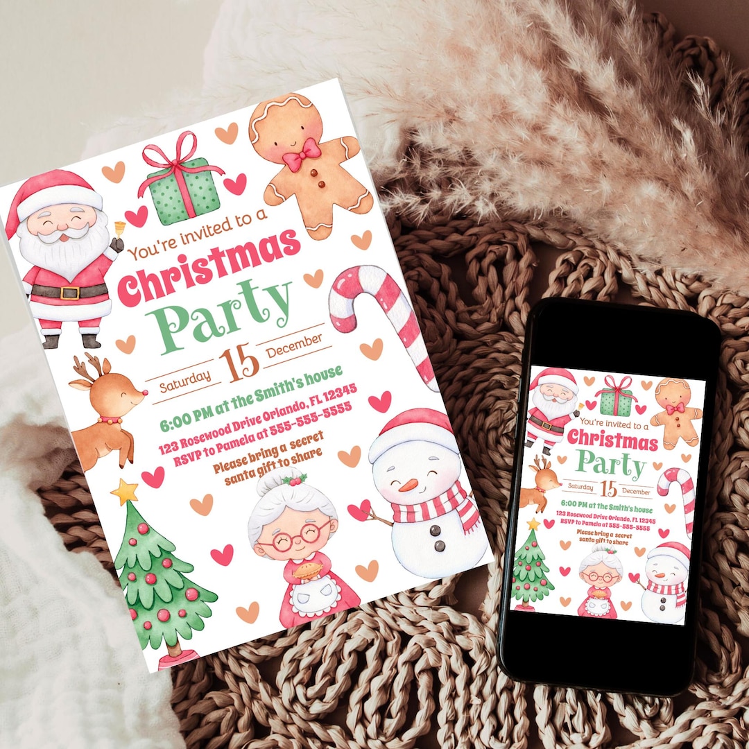Editable Christmas Party Invitation Kids Christmas Party Invite ...