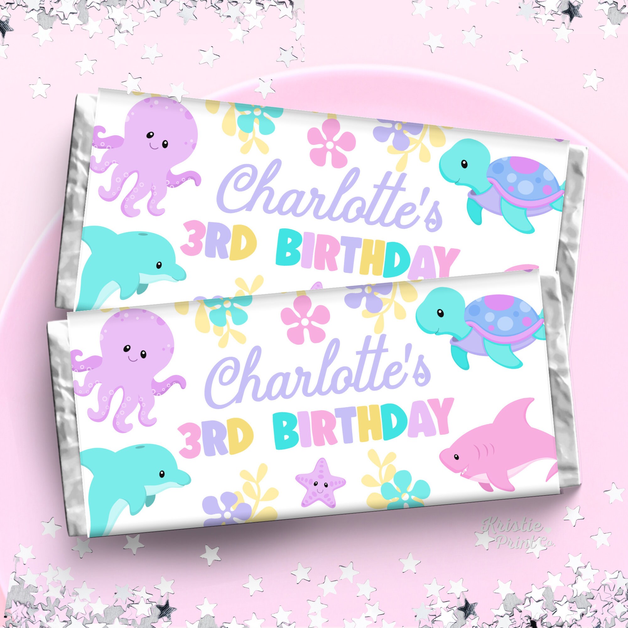 Under the Sea Birthday Favor Candy Bar Wrappers Ocean Birthday Party ...