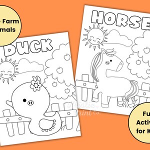 Farm Animal Coloring Pages for Kids, Farm Activity Sheet, Farm Birthday ...