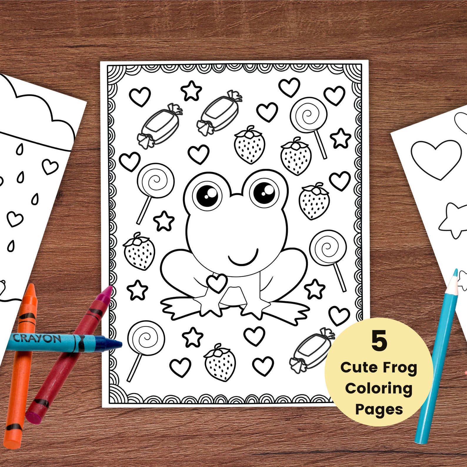 Cute Frog Coloring Page Kawaii Frog Coloring Sheets Frogs Coloring Book ...