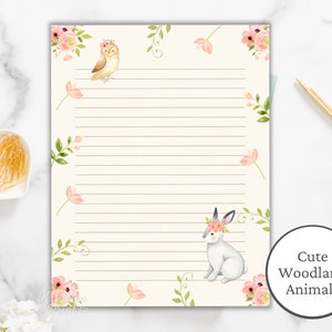 Woodland Stationary, Digital Note Paper, Download, Writing Paper, Deer ...