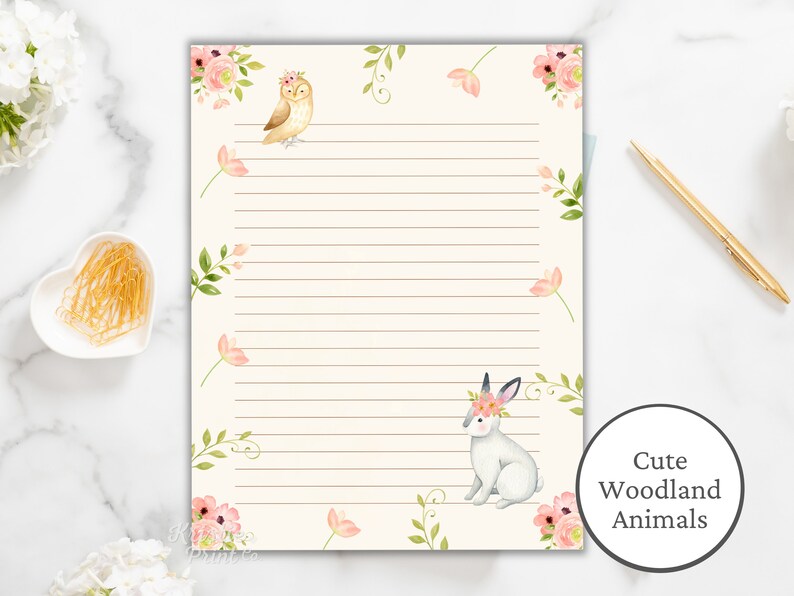 Woodland Stationary, Digital Note Paper, Download, Writing Paper, Deer ...