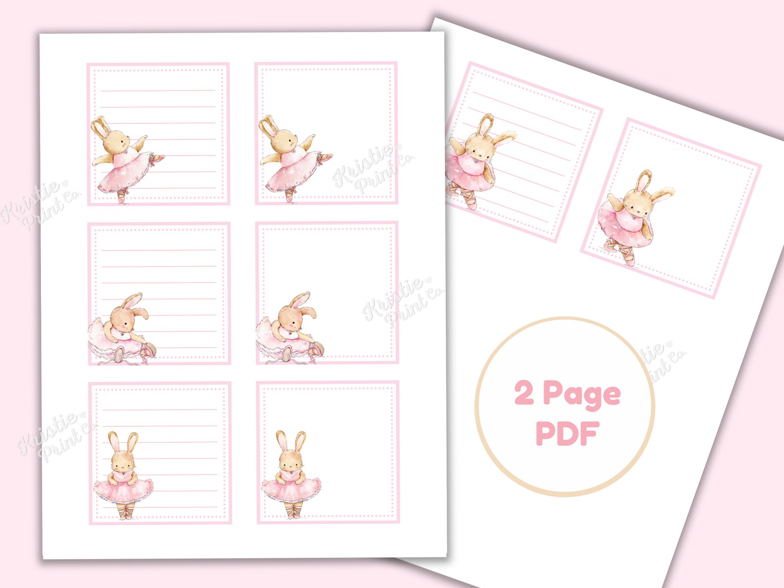 Ballet Printable Memo Pad, Bunny Memo Sheets, Cute Printable Notepad ...