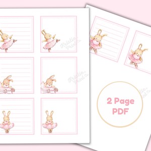Ballet Printable Memo Pad, Bunny Memo Sheets, Cute Printable Notepad ...