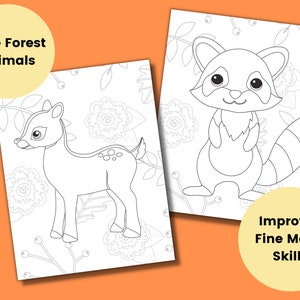 Forest Animal Coloring Pages for Kids, Kids Party Games, Woodland ...