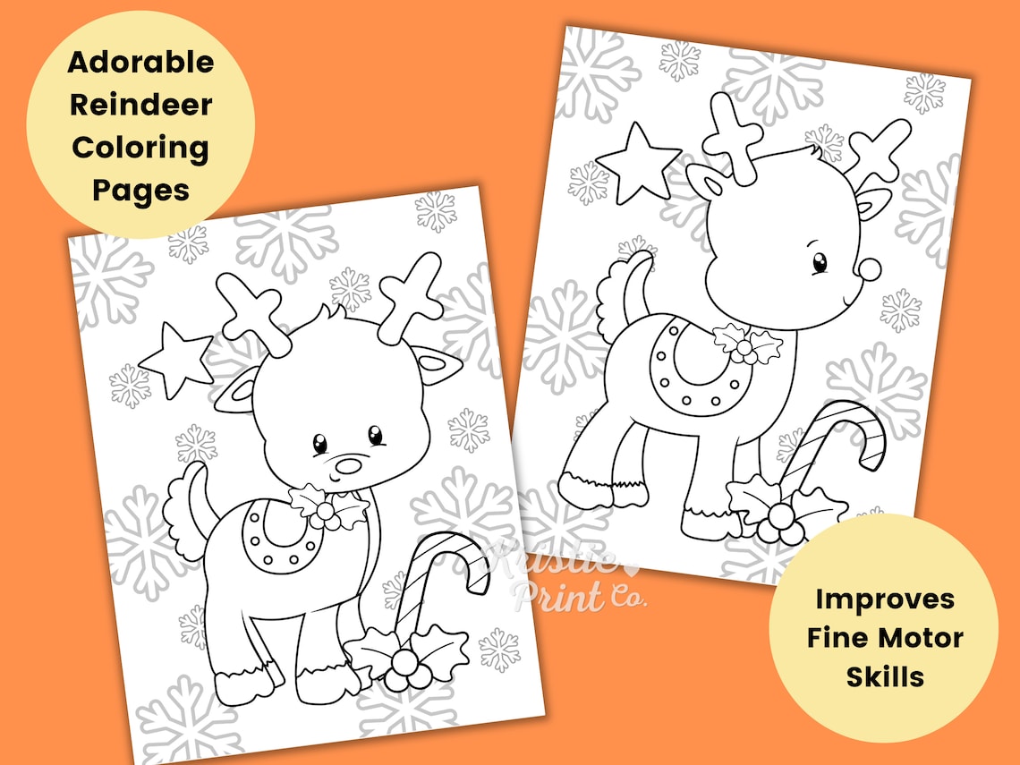 Reindeer Coloring Page, Christmas Coloring Pages for Kids, Kids Party ...