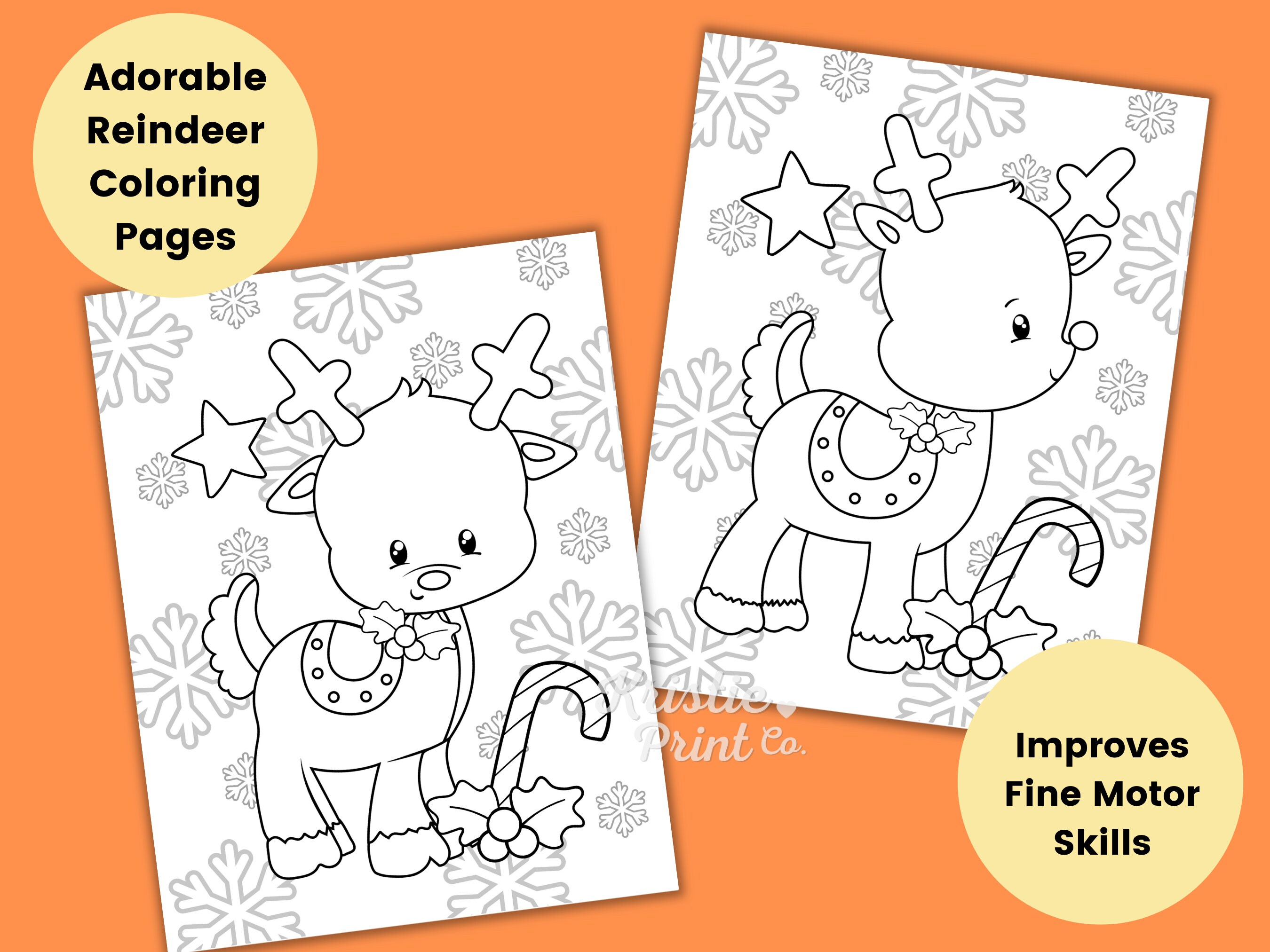 Reindeer Coloring Page, Christmas Coloring Pages for Kids, Kids Party ...