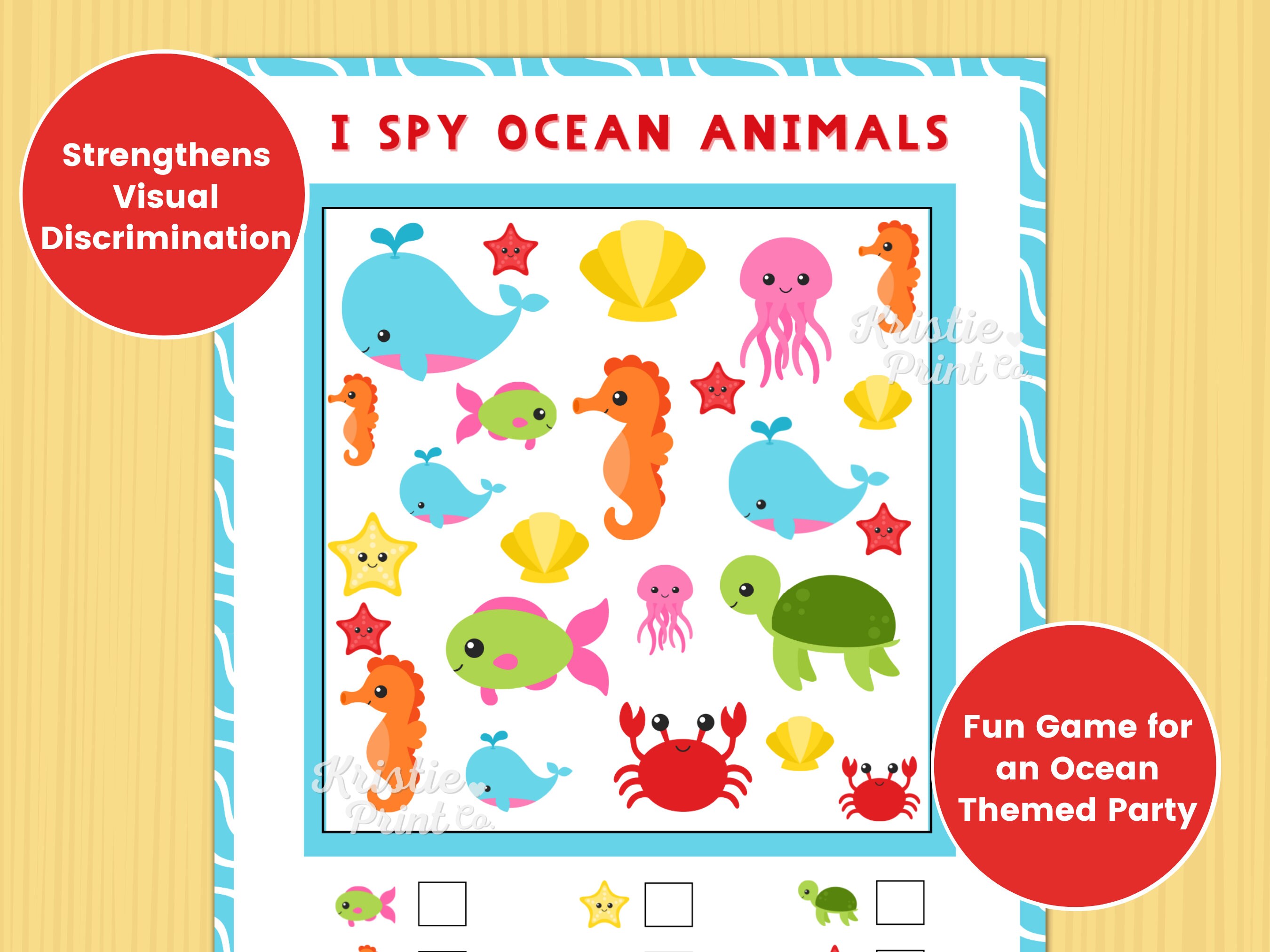I Spy Printable Activity Sheet, I Spy Printables, Ocean Party Games ...