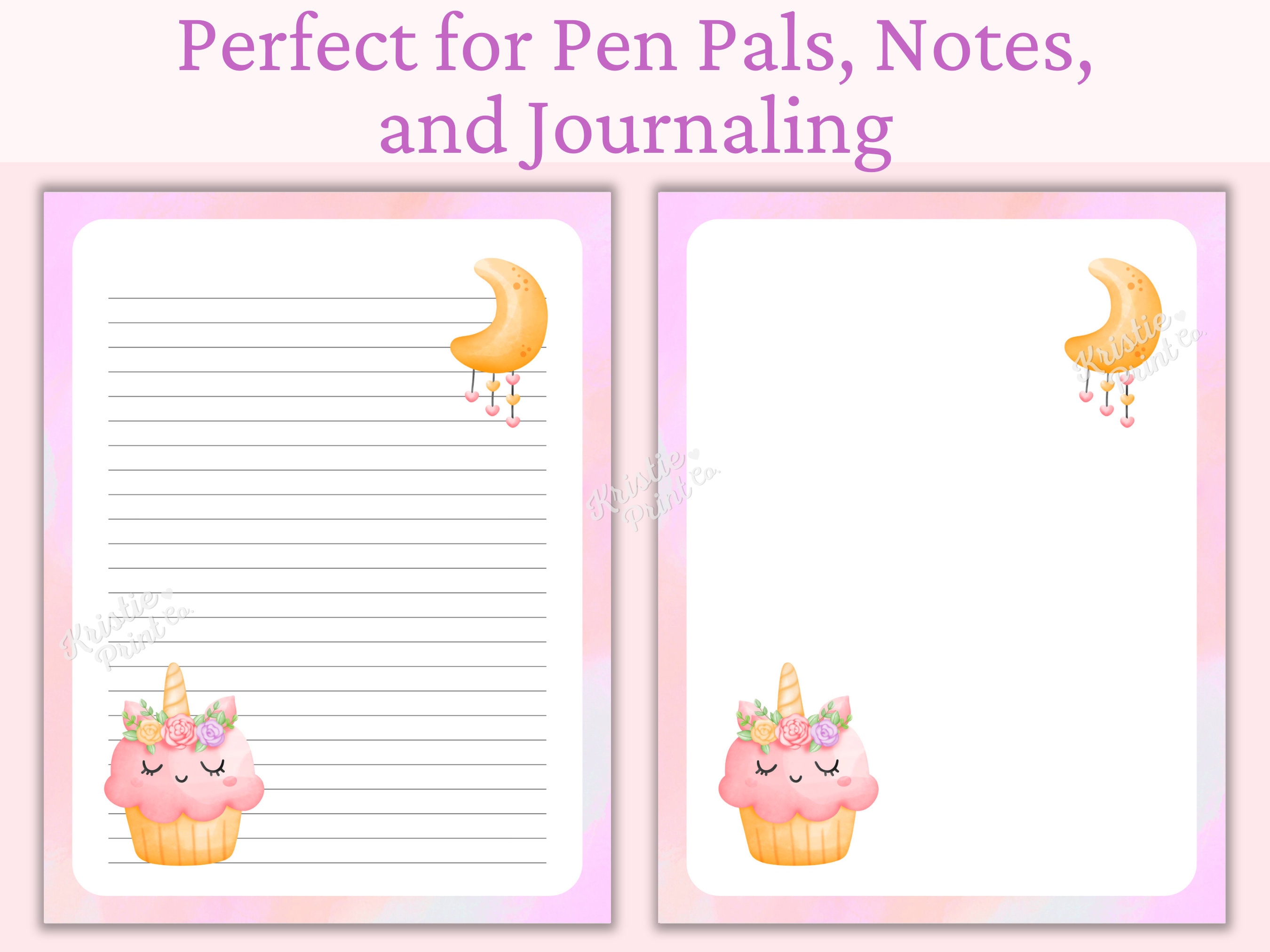 Unicorn Stationery Set, Printable Unicorn Stationery, Digital Note ...