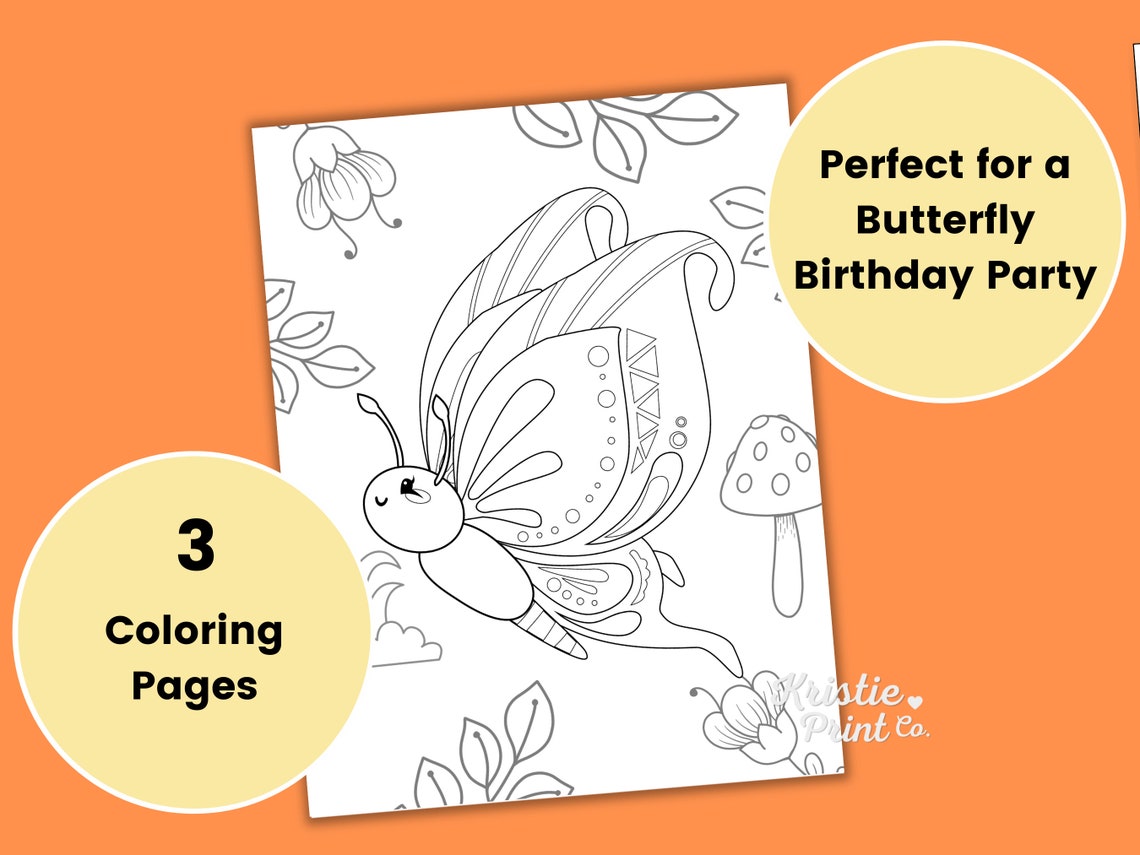 Butterfly Coloring Pages for Kids, Kids Party Games, Butterfly Birthday ...