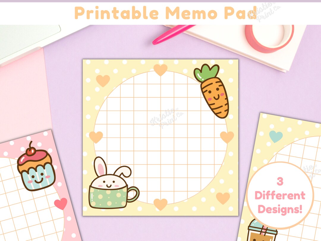 Printable Memo Sheets, Digital Download, Kawaii Stationary, Kawaii Memo ...