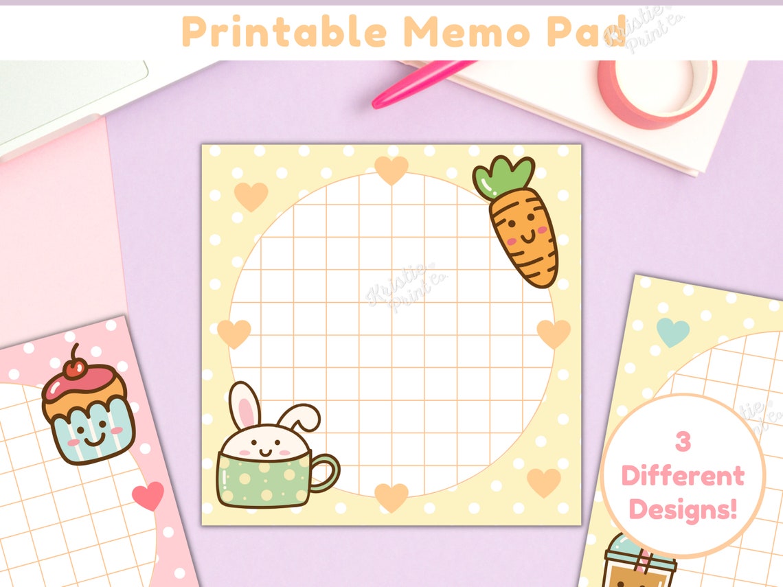 Printable Memo Sheets Digital Download Kawaii Stationary - Etsy