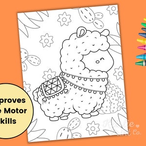 Llama Coloring Pages for Kids, Kids Party Games, Llama Birthday Party ...