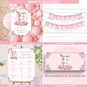 Editable Bunny Birthday Decor Birthday Party Bundle Some Bunny is One ...